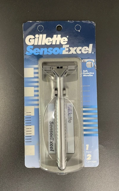 ORIGINAL GILLETTE SENSOR Excel Razor Metal Handle blade Shaver Made in ...
