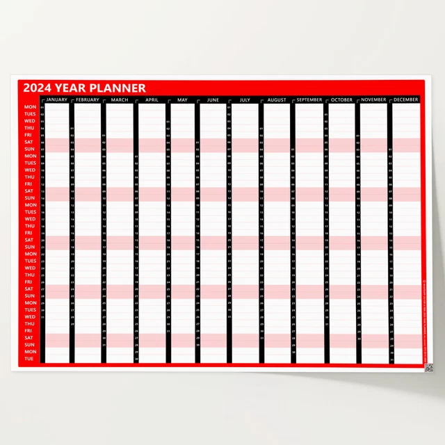 2024 YEAR PLANNER Calendar Home Office Work Easy To View Monthly ...