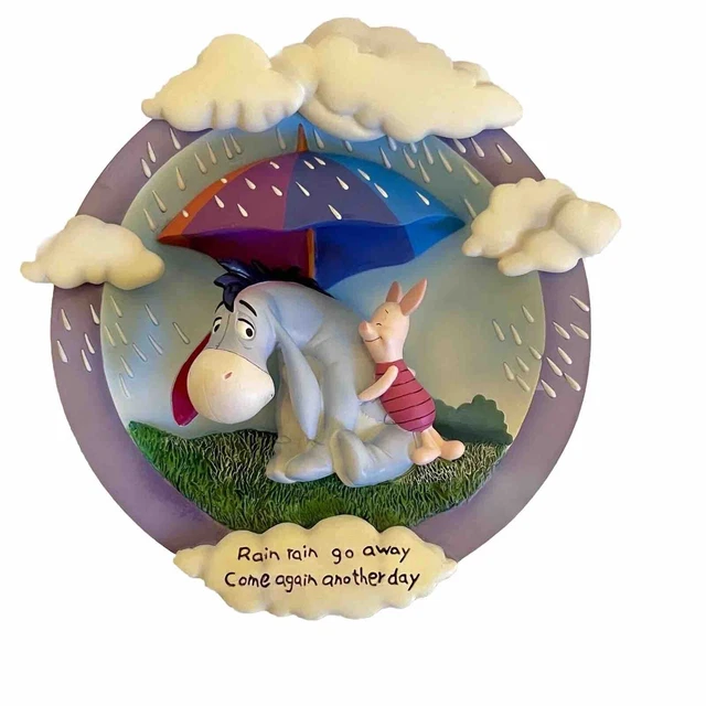 BRADFORD EXCHANGE DISNEY Rain Rain Go Away Eeyore porcelet plaque 3-D ...