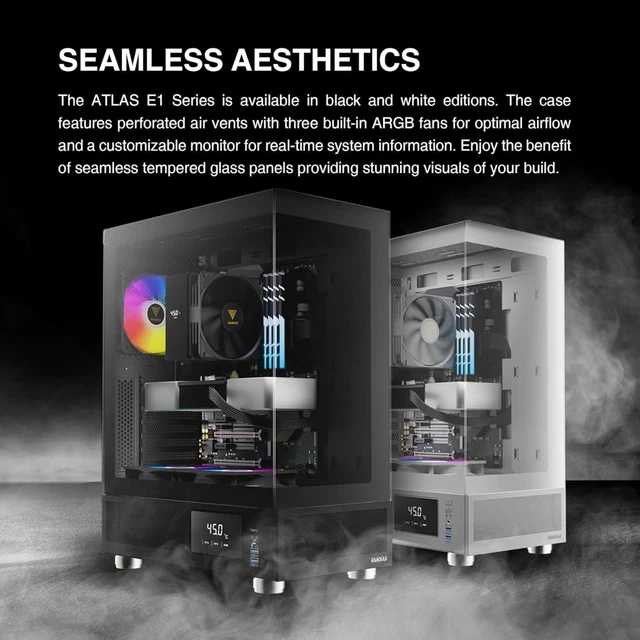 GAMDIAS ATLAS E1 ATX Mid Tower PC Case 3x120mm ARGB Fans Tempered Glass ...