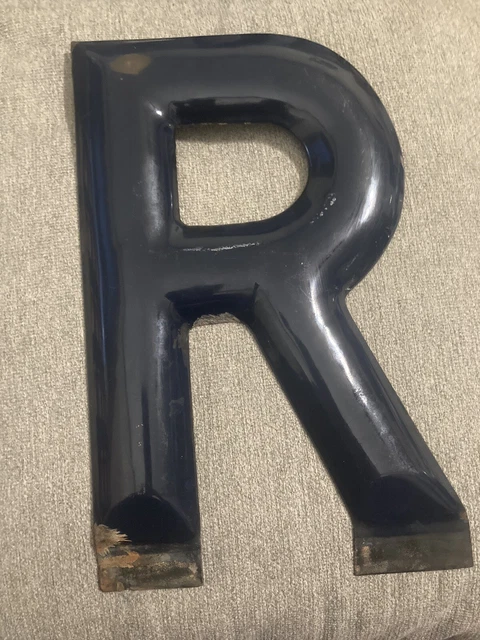 VINTAGE PORCELAIN ENAMELED metal Sign Letter “R” gas / oil station ...