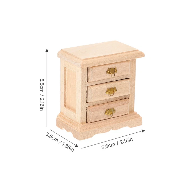 MINI WOOD NIGHT Table Miniature Ornament Dollhouse Nightstand ...