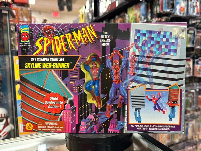 SKYLINE WEB RUNNER (Vintage animierter Spider-Man, ToyBiz) versiegelt ...