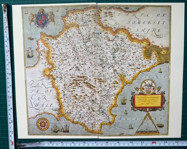 OLD TUDOR SAXTON 1500's Picture Map of Devon, England: 1570's Antique ...