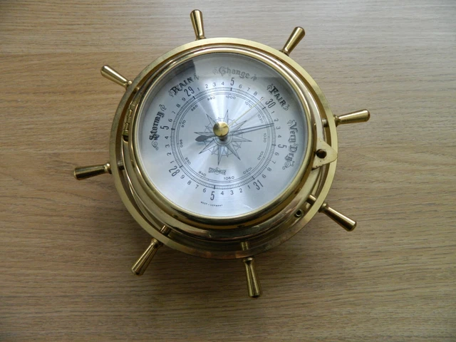 VINTAGE BRASS MARITIME barometer by Stockburger from West Germany £65. ...
