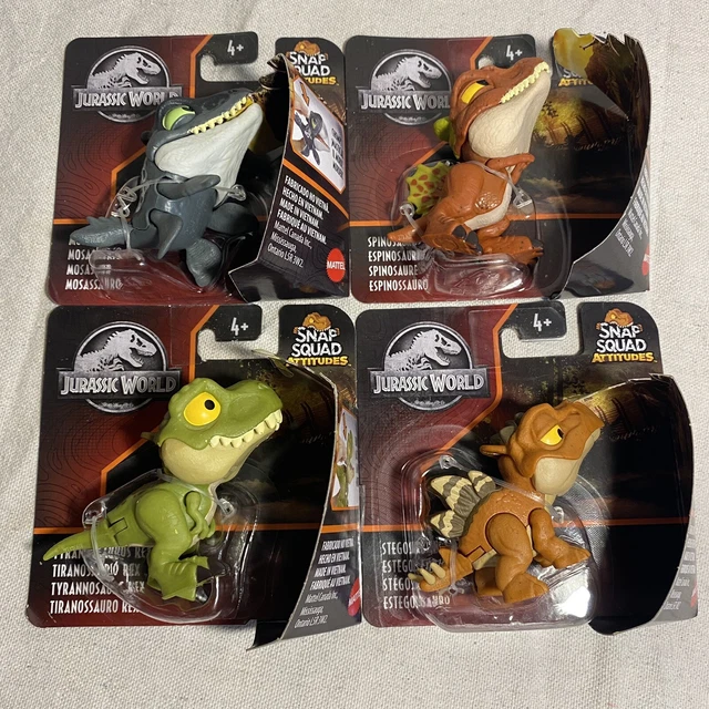 MATTEL JURASSIC WORLD Snap Squad Attitudes Stegosaurus Spinosaurus ...