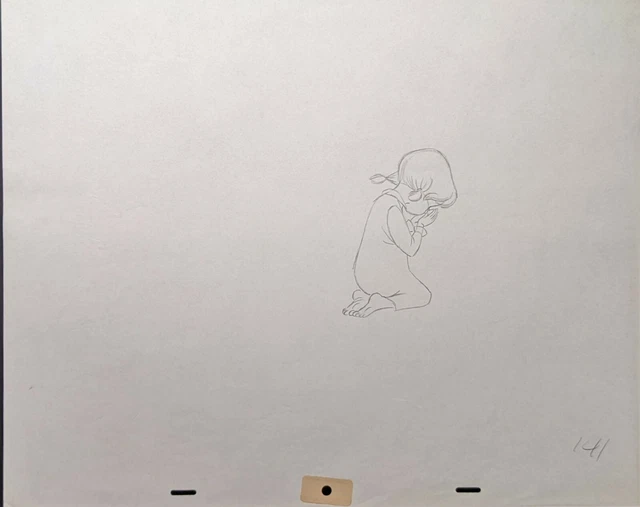 DISNEY THE RESCUERS Original Production Drawing Penny Praying OPD ...