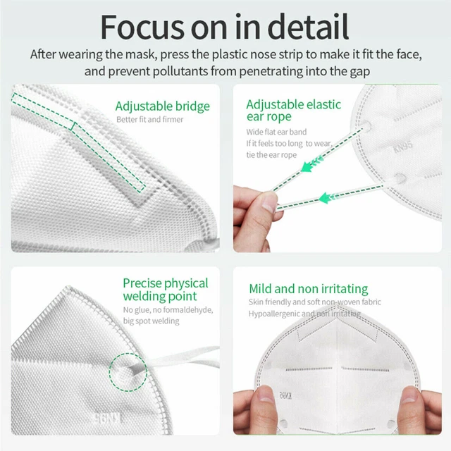 100PCS KN95 N95 P2 FFP2 Face Mask Disposable Protective Mask Cover CE 5 Layers $30.99 - PicClick AU