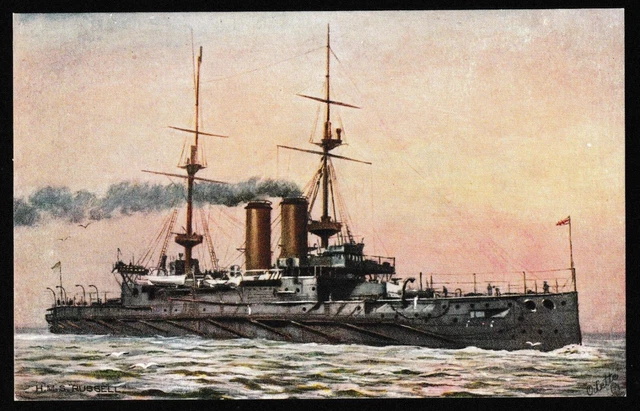 ROYAL NAVY H.M.S. RUSSELL (1901-1916) Duncan class battleship .. Tuck ...