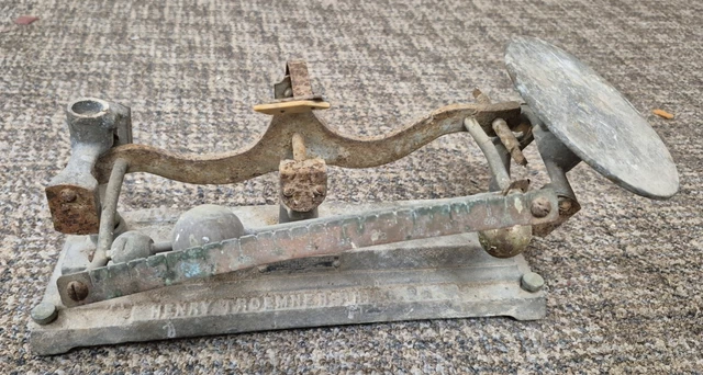 VINTAGE ANTIQUE HENRY Troemner Balance Scale Apothecary Cast Iron for ...