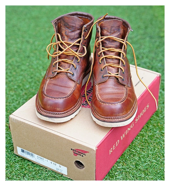 RED WING CLASSIC MOC Toe Boots 1907-COPPER Rough Tough UK Size 7.5 D ...