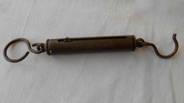 VTG CHATILLON 10 Pound Brass Hanging Spring Scale INST-T NY Hook Weight ...