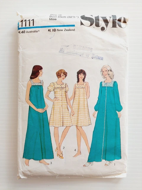 VINTAGE STYLE MISSES' negligee and nightdress sewing pattern, #1111 ...