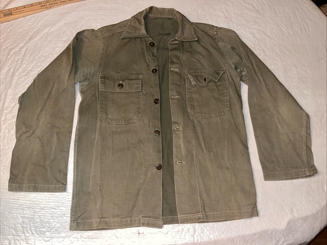 VTG WW2 US Military Army green button field shirt jacket HBT OG 107 ...