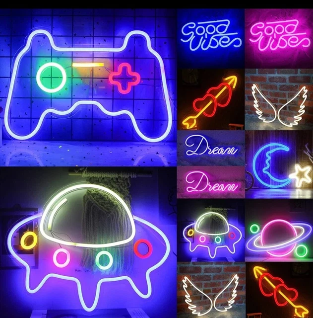LARGE USB LED Neon Sign Light Bar Party Wall Hanging Decor Bedroom ...
