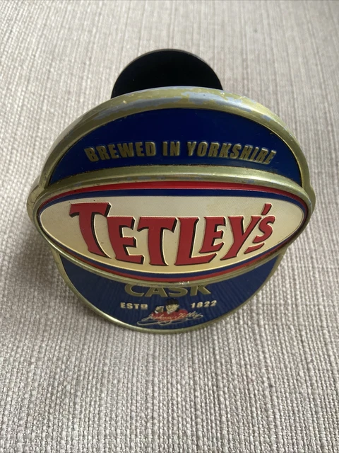 TETLEY’S CASK ALE Metal Bar Tap Sign Pub Pump Clip Brewed in Yorkshire ...