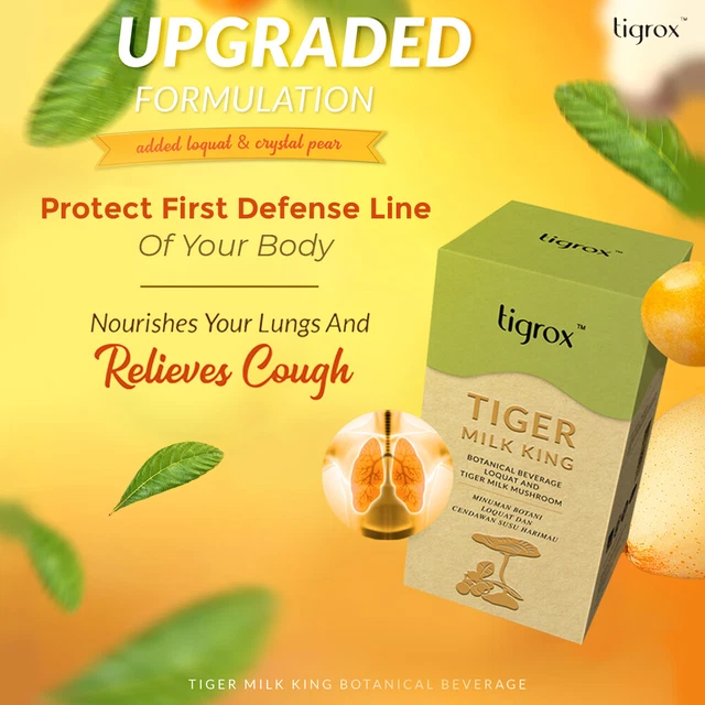 TIGROX TIGER MILK King Mushroom Respiratory Lungs & Cough Supplement ...