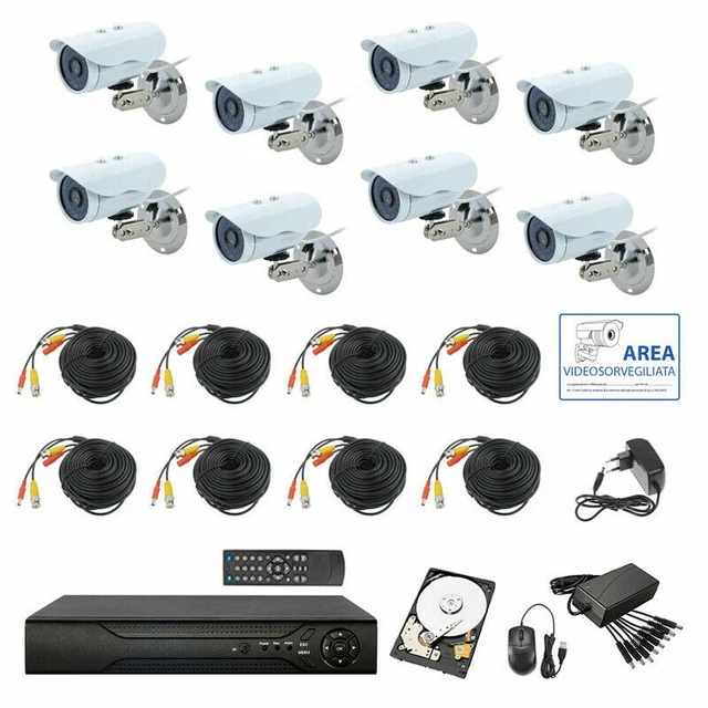 AHD IP CLOUD DVR 8CH 8 HD IR 2MPX Cameras + HARD DISK Video ...