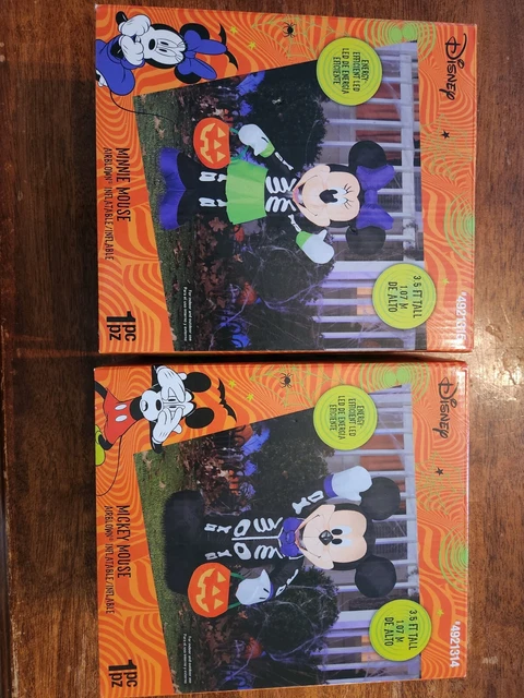 GEMMY DISNEY HALLOWEEN Minnie and Mickey Mouse Skeleton Inflatable Set ...