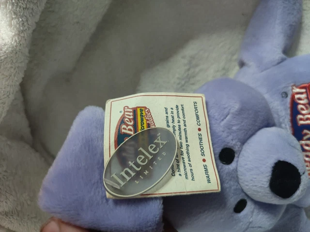 VINTAGE BEDDY BEAR Microwaveable Plush Purple Rabbit Soft Toy with Tags ...