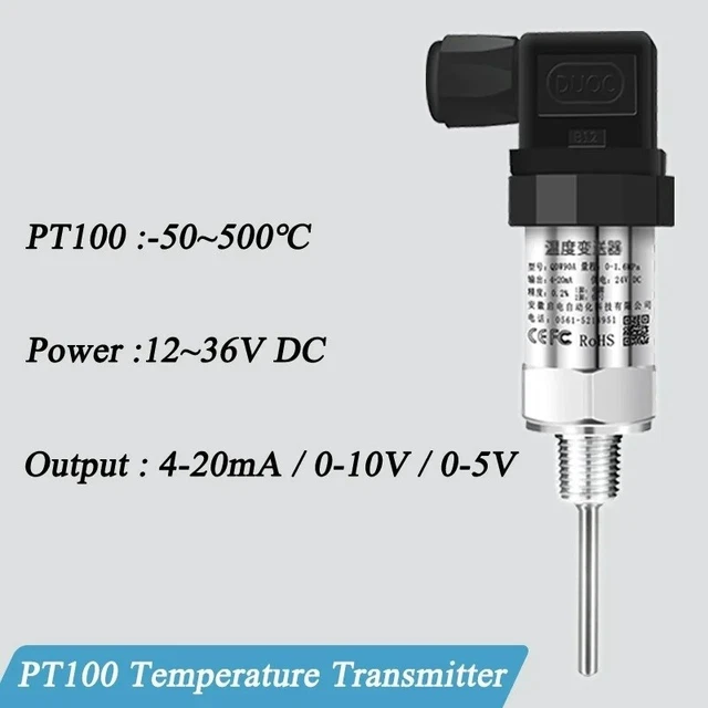 TEMPERATURE TRANSMITTER PT100 RTD Thermal Resistance Sensor RS485 4 ...