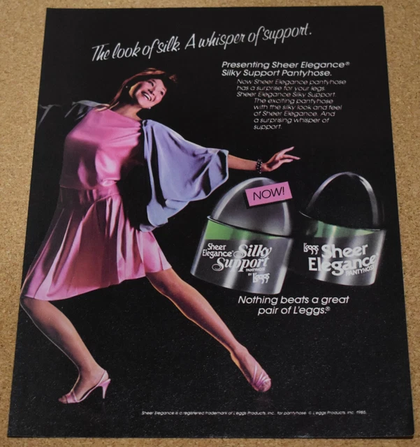 1985 PRINT AD Sheer Elegance L'eggs pantyhose woman hosiery silk sexy ...