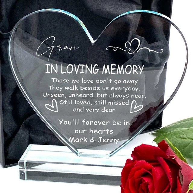 PERSONALISED GRAN IN Loving Memory Remembrance Large Glass Heart GHR-9 ...