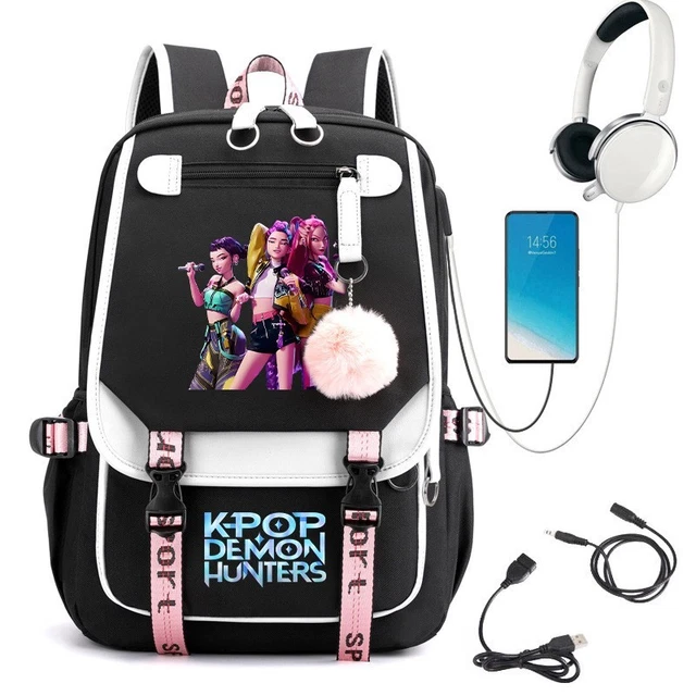 KPOP DEMON HUNTERS Anime School Backpack Cute Cartoon Print Bag For ...