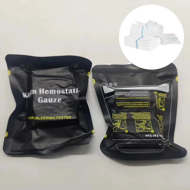 KAOLIN DRESSING GAUZE Combat Hemostatic Emergency Trauma Soluble First ...