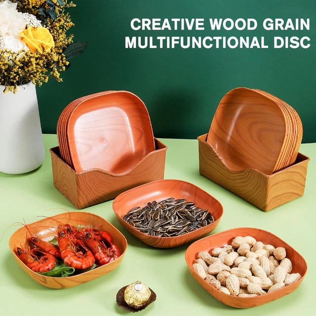 KITCHEN WOOD GRAIN Plastic Square Board Afternoon Tea Fruit Plate Tea ...