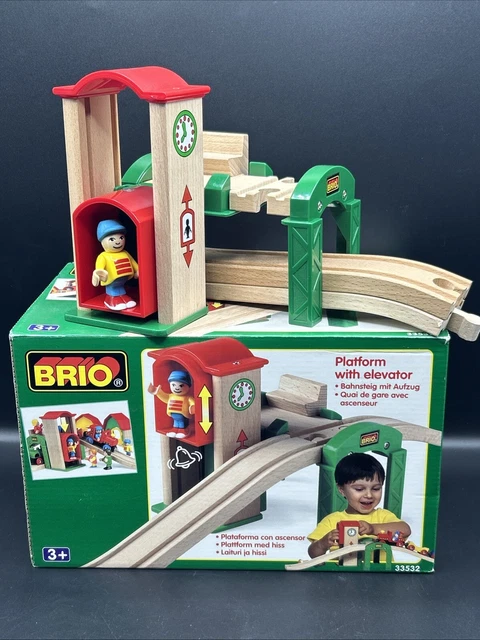 BRIO WOODEN TRAIN Platform With Elevator 100% Complete Vintage Boxed ...