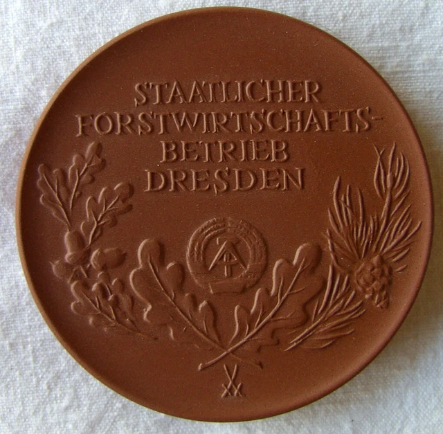 DDR MEDAILLE MEISSEN PORZELLAN Böttgerware Forstwirtschaft Dresden StFB ...