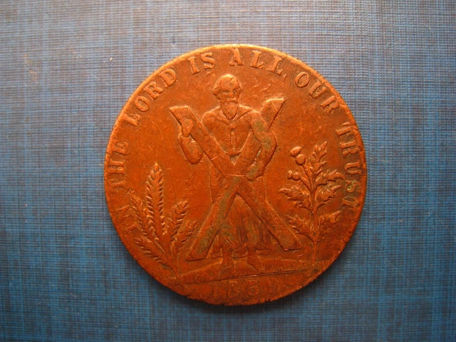 EDINBURGH MASONIC TOKEN 1859. Lodge Caledonian No 392. To Every Man a ...