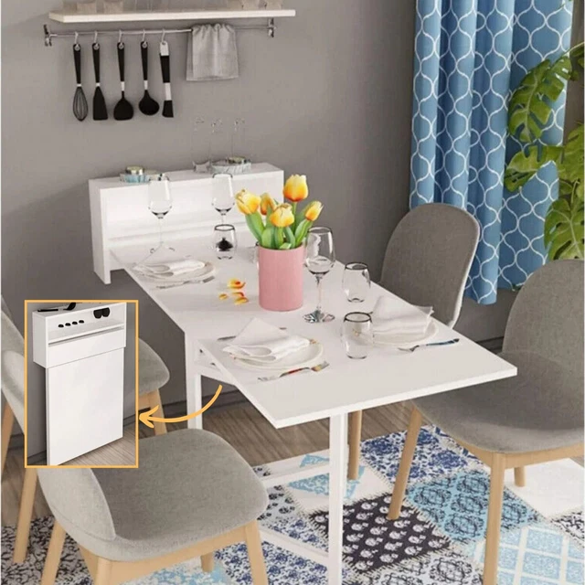 MURPHY FOLDABLE DINING Table Space Saving Wall Mounted Folding Kitchen ...