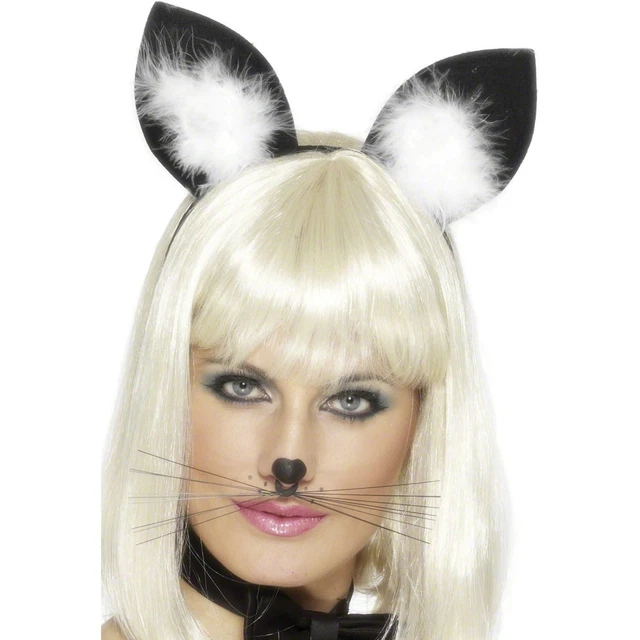SMIFFYS CAT EARS Marabou Trim On Headband Animals Nature Fancy Dress ...