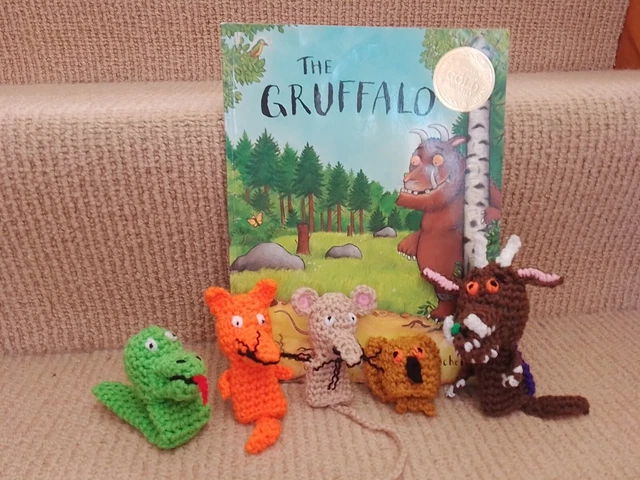 📚THE GRUFFALO STORY Sack Crochet Finger Puppets EYFS KS1 Teaching Props ...