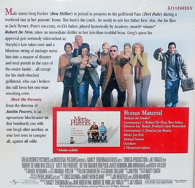 MEET THE PARENTS (2000) DVD Ben Stiller, Robert De Niro, Teri Polo ...