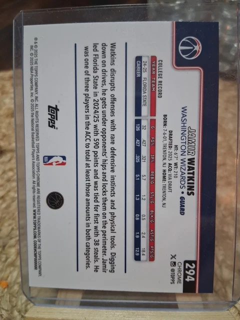 2025-26 TOPPS CHROME Basketball Refractor RC #294 Jamir Watkins $1.36 ...