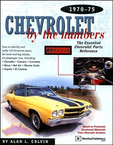 CHEVROLET PARTS MANUAL Book Chevy By The Numbers Colvin 1970-1975 $78. ...