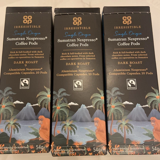 3 X CO-OP Single Origin Sumatran NESPRESSO ®️ 10 Coffee Pods - Dark ...