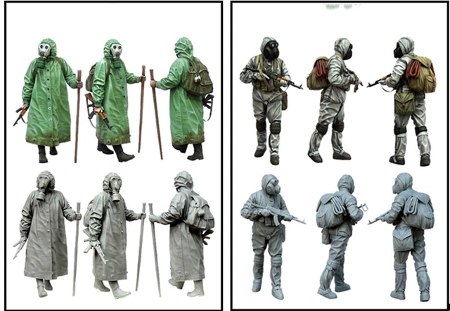 1/35 SCALE POST-APOCALYPTIC Soldiers Resin Figures Miniature Model Kit ...