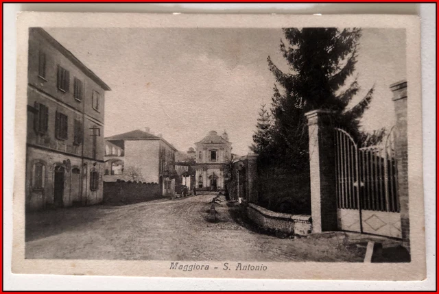 CARTOLINA ANTICA MAGGIORA Corso Roma Chiesa Sant Antonio piccola ...