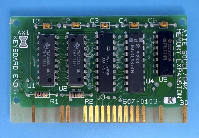 APPLE IIE AIIE 80COL/64K Memory Expansion RAM 607-0103-K 1986 Tested ...
