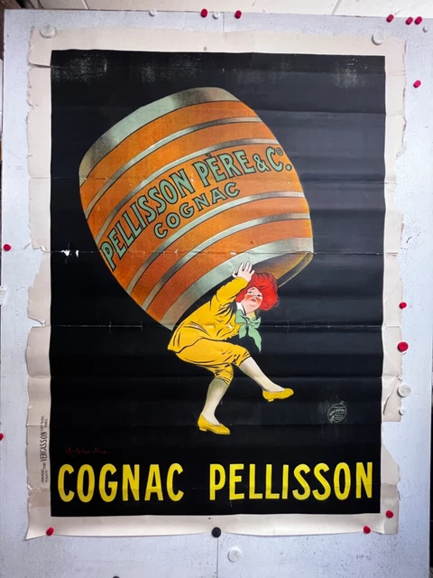 TRES RARE AFFICHE ancienne 120 x 160 cm Cognac Pelisson de Cappiello ... TRES RARE AFFICHE ancienne 120 x 160 cm Cognac Pelisson de Cappiello ...