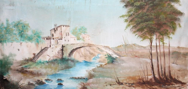 TABLEAU ANCIEN HUILE impressionniste paysage pont EUR 313,95 - PicClick FR