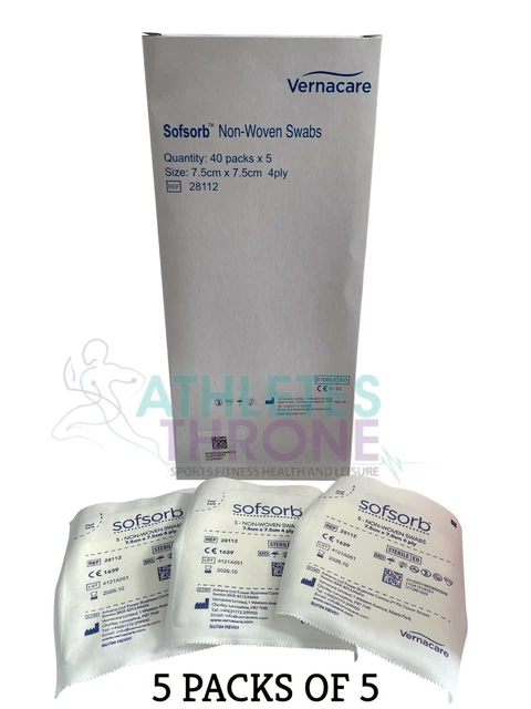 25 VERNACARE STERILE Medical Gauze Swabs First Aid Dressing 4 Ply 7.5cm ...