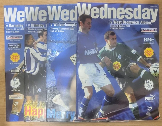 JOBLOT FOOTBALL PROGRAMMES - Sheffield Wednesday - 2000/2001 Season - 4 ...