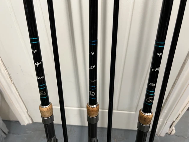FISHING TACKLE - 3 x BRUCE ASHBY LUCIFER CARP RODS 12ft, 3.25lb, CUSTOM ...