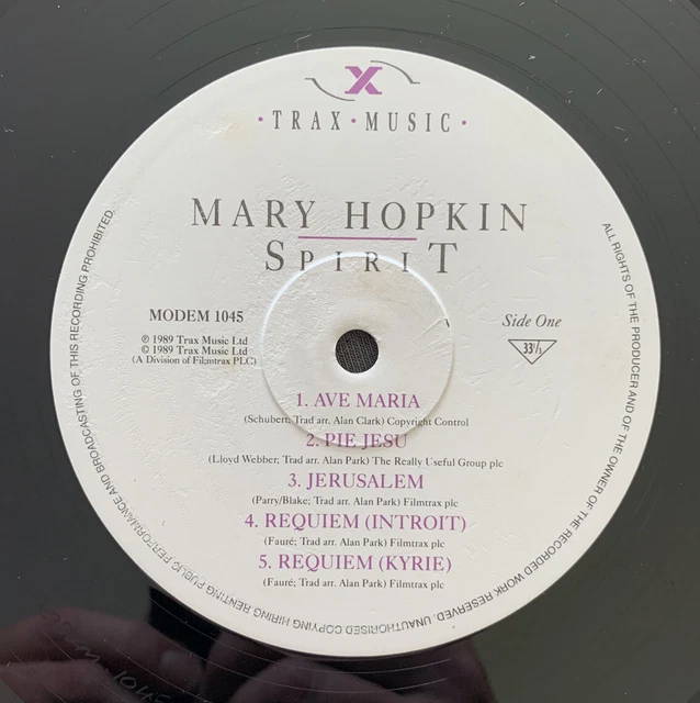 MARY HOPKIN SPIRIT 1ST ISSUE 1989 UK TRAX VINYL LP MODEM 1045 A1-B1 Ex ...
