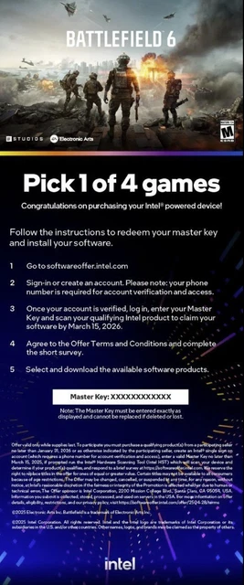 INTEL BATTLEFIELD 6 Code (or Civilization VII, Assassins Creed, Dying ...